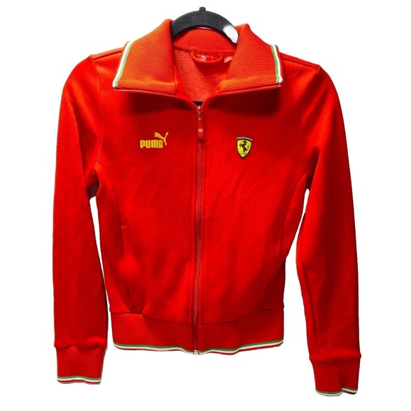 Puma | Shirts & Tops | Red Ferrari Track Retro Jacket Italian Puma Zip ...